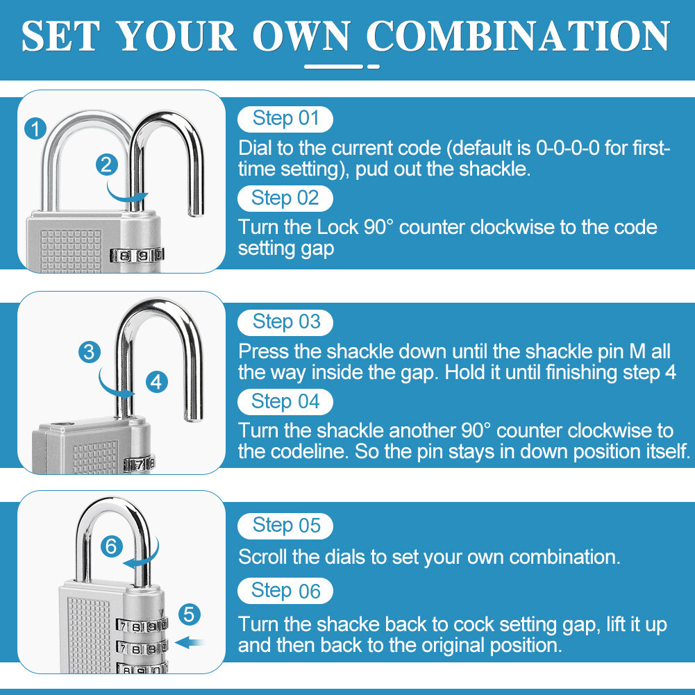 Password Padlock Door Luggage Garage Dial Digit Sports Locker Gate | eBay