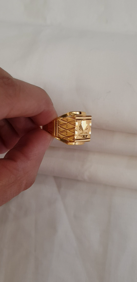 Pure 22K Gold Ring Men Traditional Look Plain Yellow Gold Real Ring ...