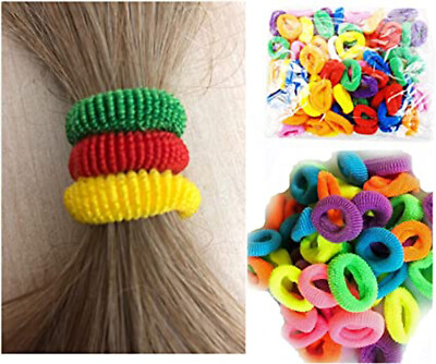 50 Hair Mini Bobbles Hairband Elastic Colour Bands Kids Baby Ponytail ...