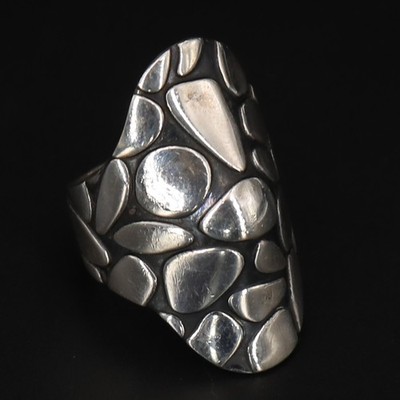 Sterling Silver Cobblestone Ring Pebble Slver Rng Organc Texture Rng ...