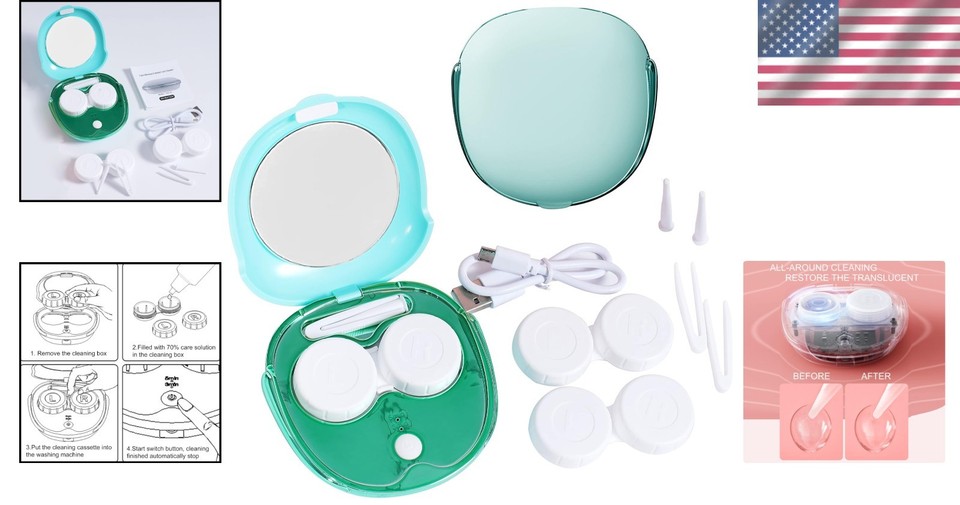 Portable Ultrasonic Contact Lens Cleaner with USB Charger - Effortless ...