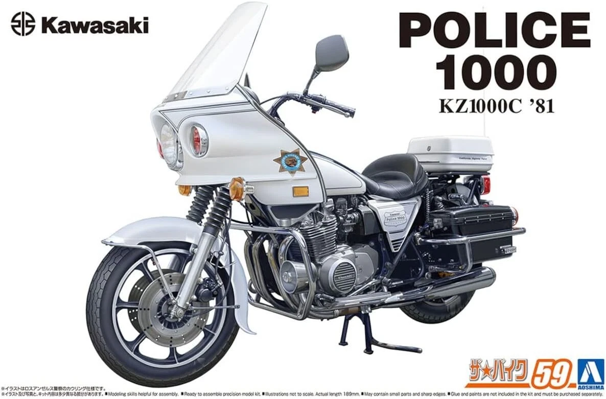 Aoshima 1/12 Kawasaki KZ1000C Police 1000 1981 Model Kit No.59 Japan ...