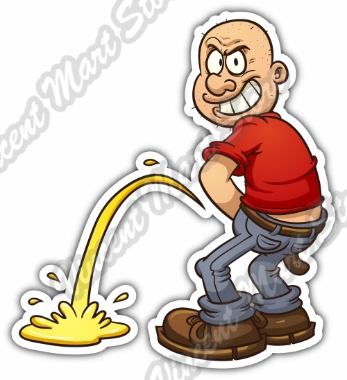 Man Peeing Cartoon Funny Gift Idea Car Bumper Vinyl Sticker Decal 4"X5 ...