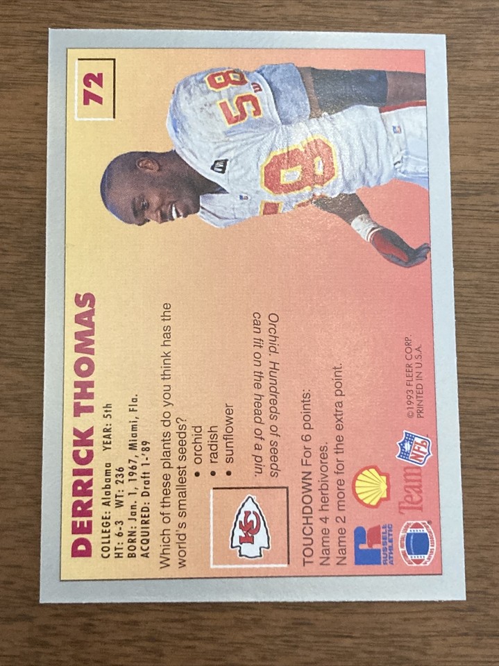 1993 Fleer Shell FACT (Football & Academics: A Championship Team ...