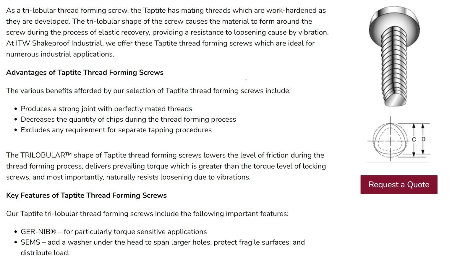 500 pcs #8-32 TAPTITE SCREW - Self Tapping Thread Forming - TRILOBULAR ...