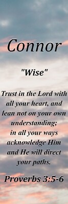 Connor "Wise" Keepsake Name Meaning Bookmark with Bible Verse and ...