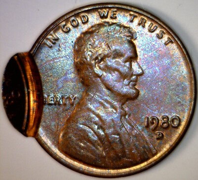 1980d ERROR DOUBLE STRUCK Doub DATE Lincoln Cent Unc. / BU Coin 2 DATES ...