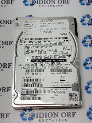HGST 600GB 2.5" SAS HDD 10000 RPM HUC101860CS4204, GRADE A, SKU 12866 ...