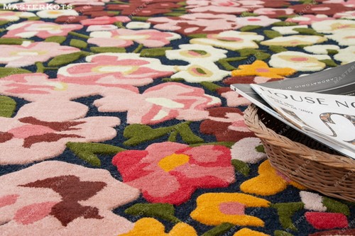 Cassia Floral - Multicolored, Hand-Tufted 100% Wool Soft Area Rug ...