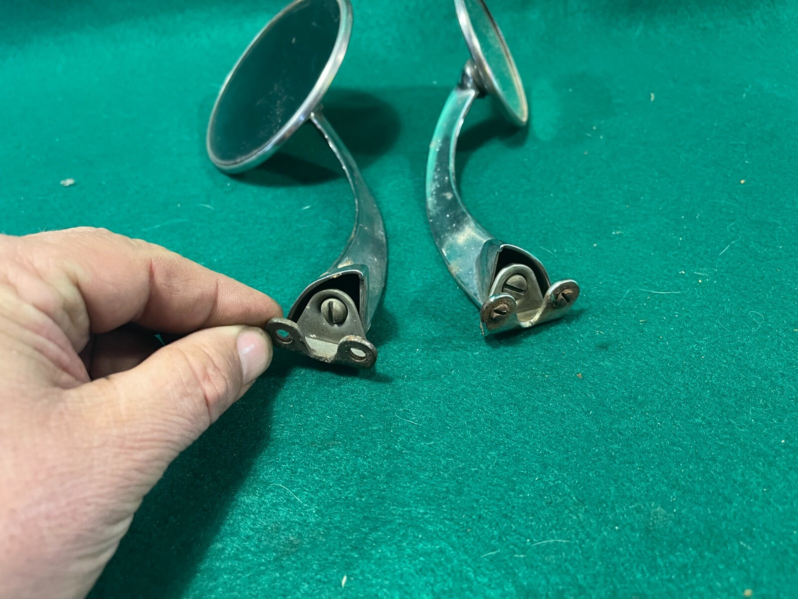 VINTAGE CHROME OUTSIDE REAR VIEW MIRRORS PAIR 1940-50s Pinch weld mount ...