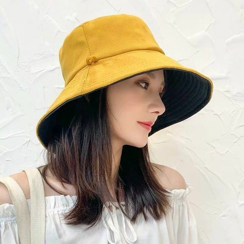 Women Summer Cap Sun Hat Double Sided Bucket Hat Reversible Uv ...