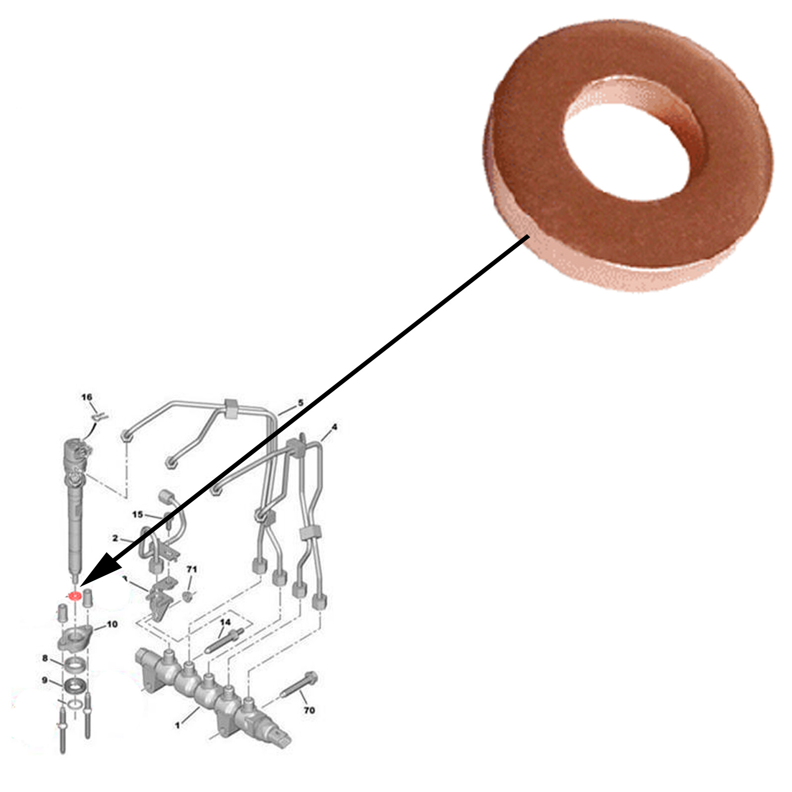 Joint Injecteur 198185 1981.85 1981.45 198145 1981.70 198170 1610564580 ...