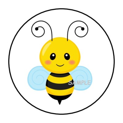 30 CUTE BUMBLE BEE ENVELOPE SEALS LABELS STICKERS 1.5" ROUND BEES PARTY ...