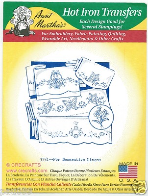 For Decorative Linens Aunt Martha's Hot Iron Embroidery Transfer #3751 ...