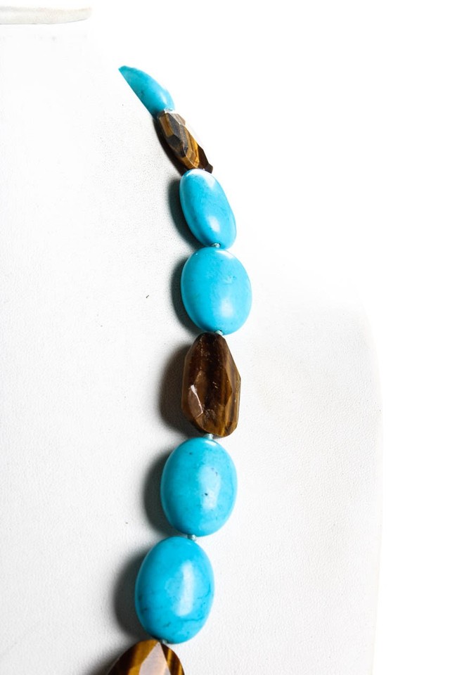 Rarities Womens Sterling Silver Gold Plated Turquoise & Tiger's Eye ...