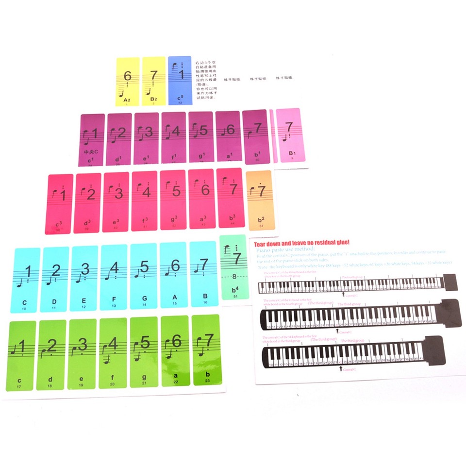 Piano Keyboard Keys Stickers For Beginners For 88/61/54 Keys Piano ...