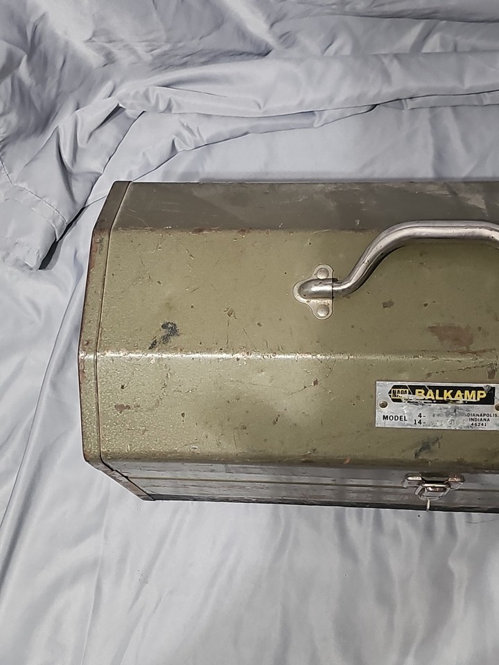 vintage NAPA BALKAMP model 4-4751 metal toolbox tombstone w/tray 18”x9 ...
