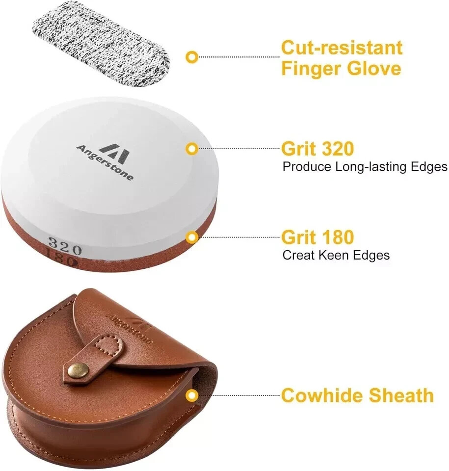 Round Dual Grit Sharpening Stone Axe Blade Edge Sharpener Puck Hand ...