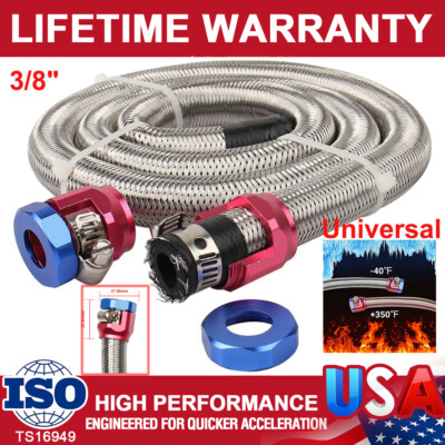 Flex 3/8" Stainless Steel Braid Fuel Oil Line Kit I.D. Hose Injected ...