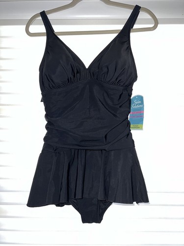 Swim Solutions Bathing Suit Bust Support Tummy Control Thigh Minimizer ...