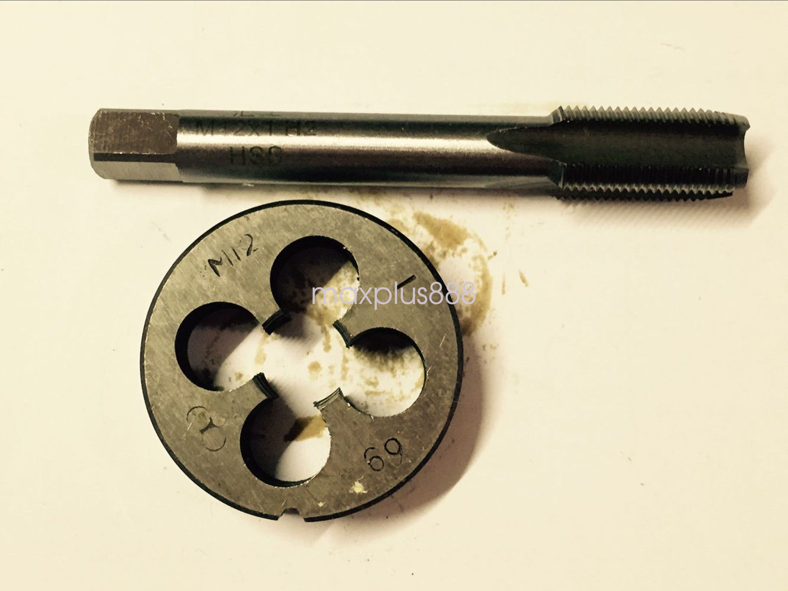1pc HSS Machine M12 X 1mm Plug Tap and 1pc M12 X 1mm Die Threading Tool ...