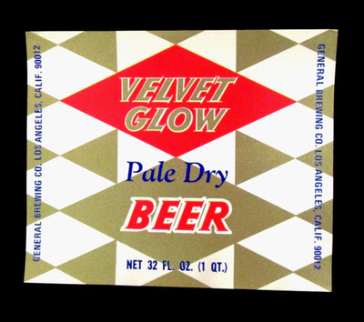 Original Vintage Velvet Glow Pale Dry Beer Label Los Angeles CA | eBay