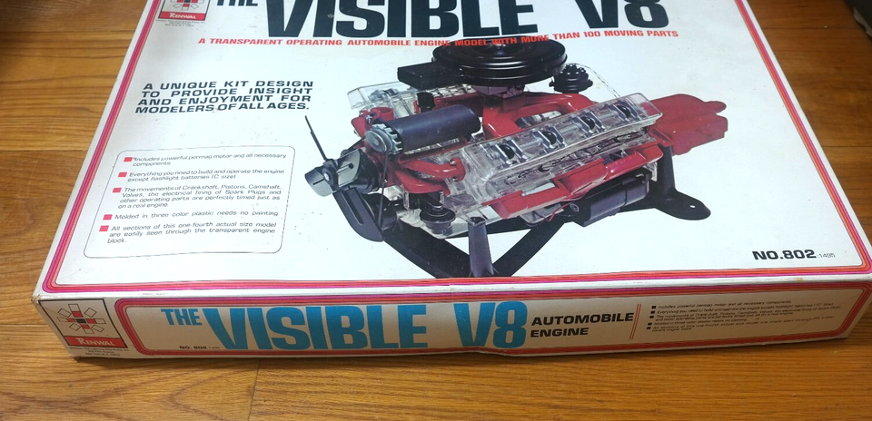 Vintage 1960's Renwal Visible V-8 Engine assembly kit Model #802:1495 ...