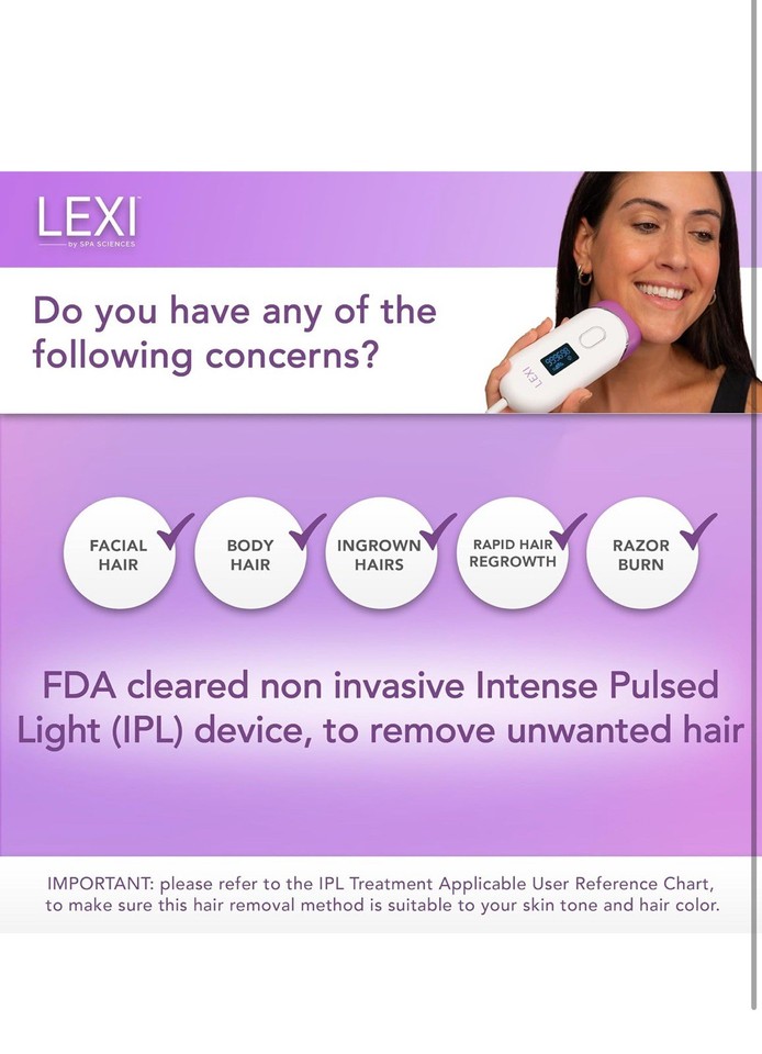 Spa Sciences LEXI Permanent IPL Hair Removal System with Auto Flash ...