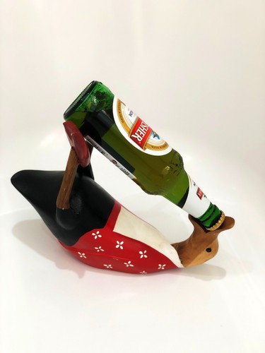 Wooden Drunken Duck 30cm Carved Bottle Holder Wine Rack Duck | eBay ...