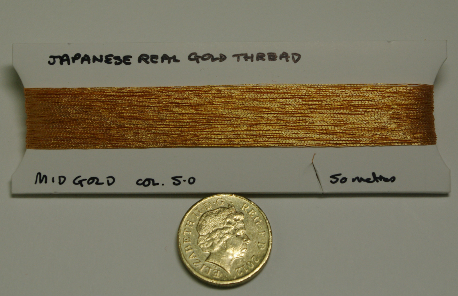 REAL GOLD THREAD, 50 METRES, CHOICE OF 7 SHADES, EMBROIDERY, GOLDWORK ...