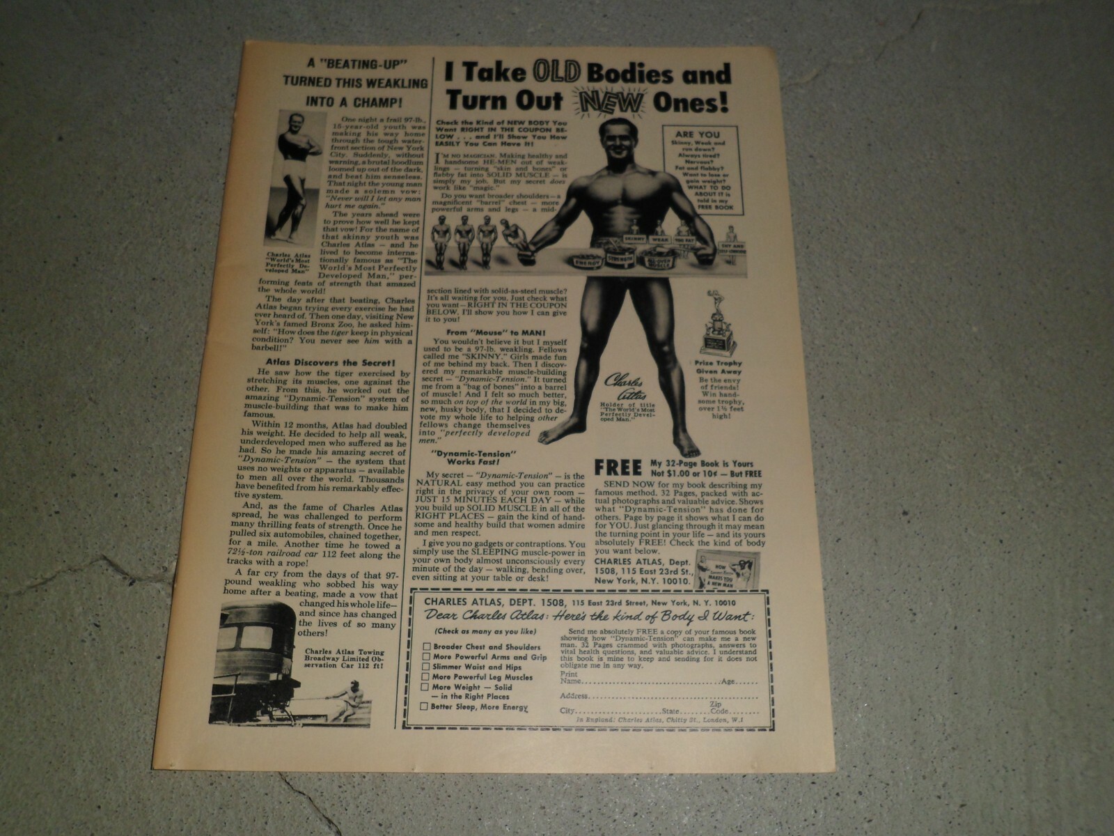 VARIOUS VINTAGE CHARLES ATLAS AD / ARTICLES - HUGE VARIETY!!! | eBay