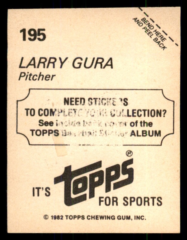 1982 Topps Stickers Larry Gura Kansas City Royals #195 MLB Baseball | eBay