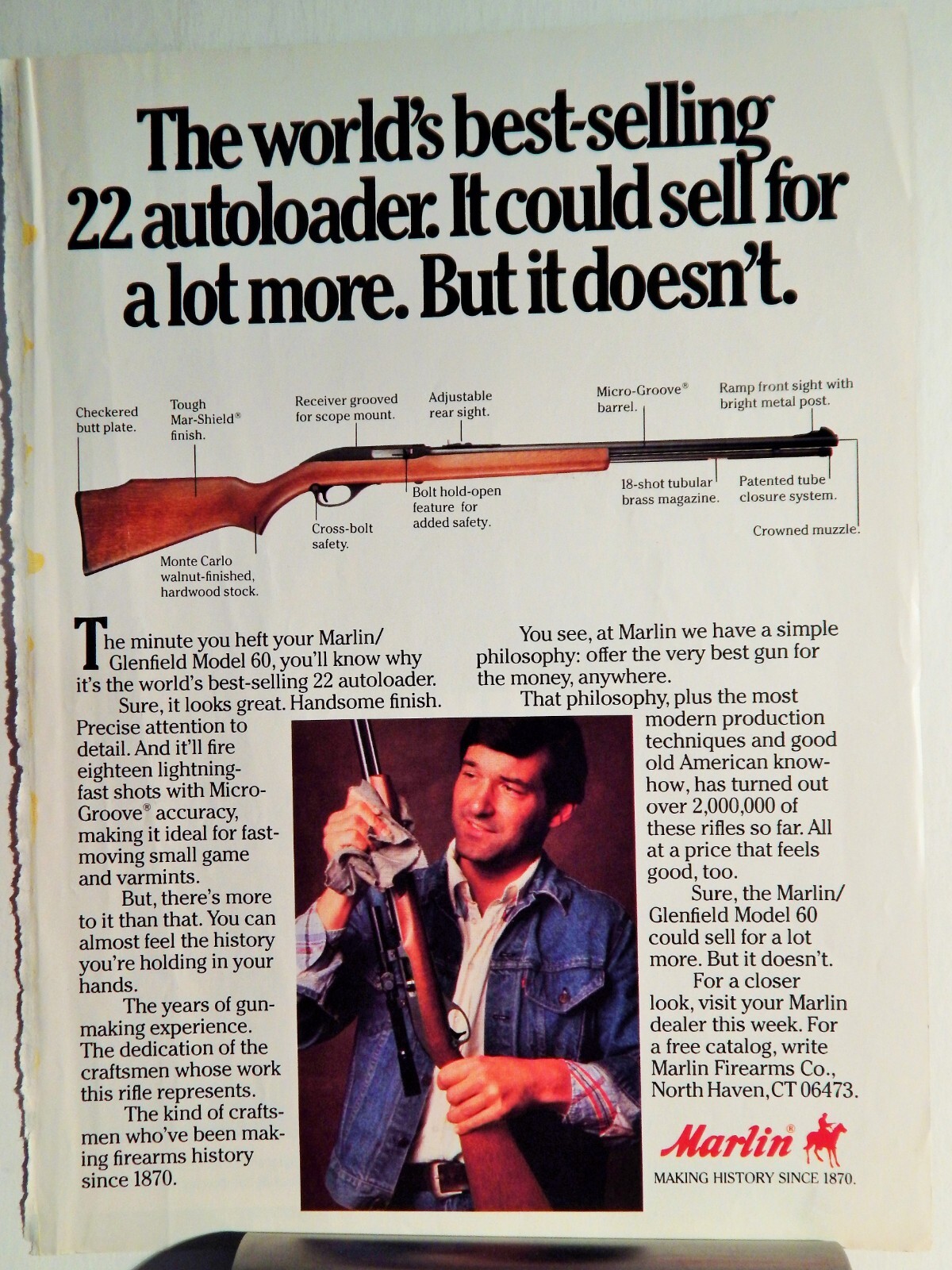 MARLIN GLENFIELD MODEL 60 22 RIFLE FIREARM ORIGINAL VTG 1980S ...