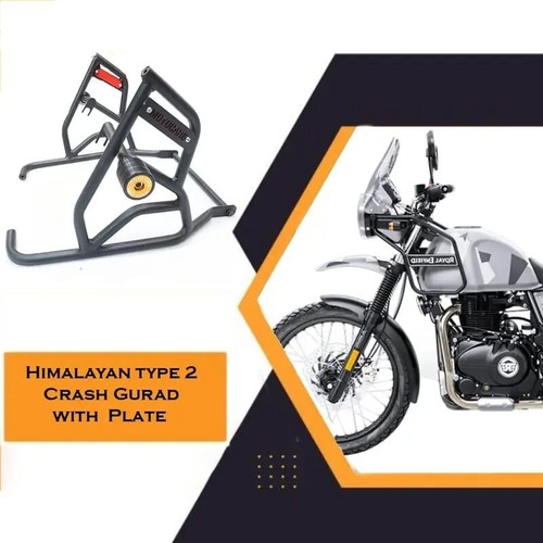 "CRASH GUARD WITH PLATE, BLACK" TYPE 2 FOR R.E HIMALAYAN 411 & SCRAM ...