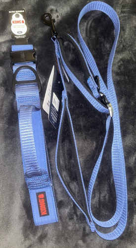 Kong Blue Dog Collar w/Handle (XL) & Kong Blue Ultra Durable Hands Free ...