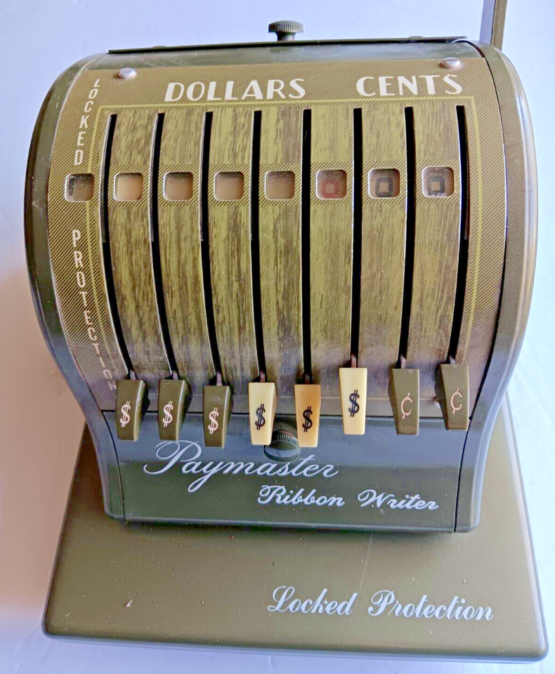 Vintage Paymaster Ribbon Writer Series 8000 Army Green No Key | eBay