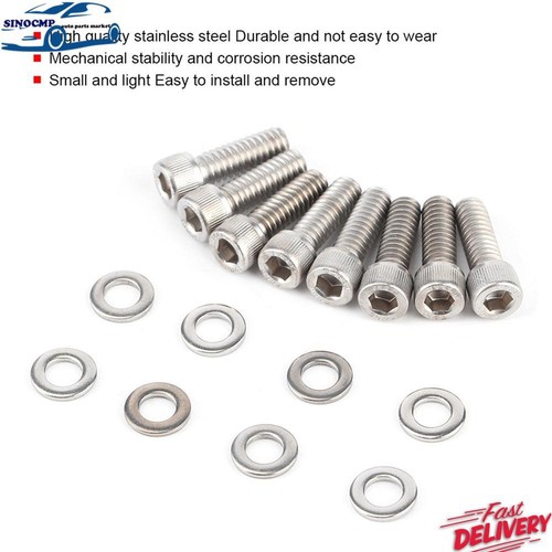8PCS SBC Valve Cover Bolts Stainless Steel Kit Block For Chevy 283 327 ...