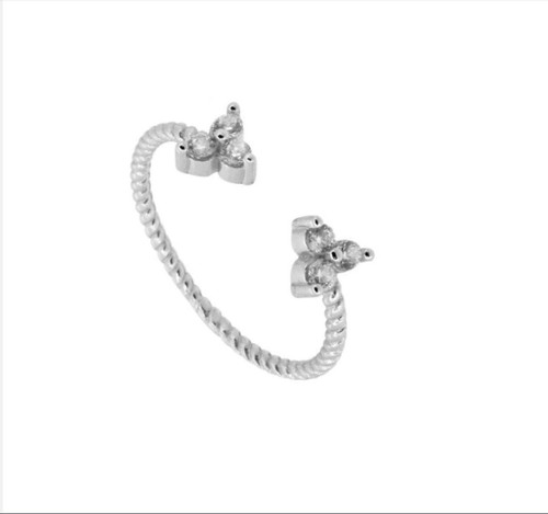 Dainty Sterling Silver Open Clover Ring adjustable stacking stackable ...