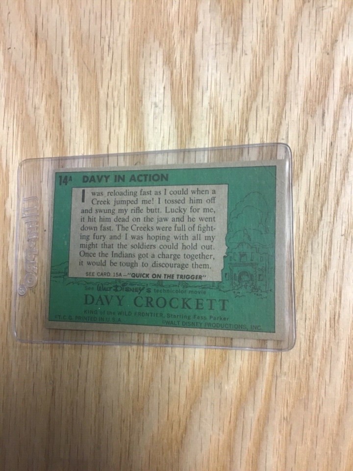 1956 T.C.G. Davy Crockett Green Back Davy In Action Card #14-A | eBay