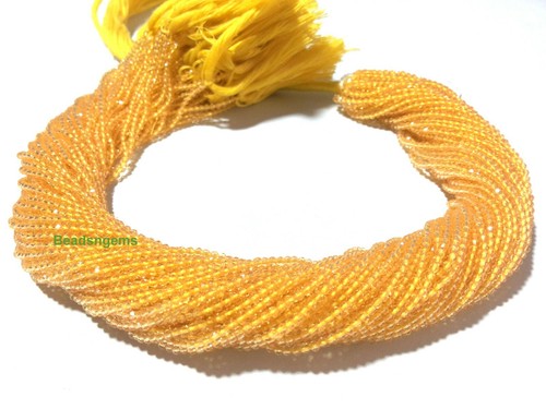 5 Strand Yellow Quartz Round Faceted 2mm Gemstone Loose Quartz Beads 13 ...