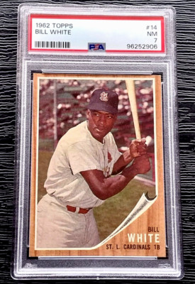 1962 TOPPS BILL WHITE BASEBALL CARD #14 ***PHENOMENAL CARD*** PSA 7 ...