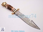 BEAUTIFUL WOLF CUSTOM HAND MADE DAMASCUS STEEL HUNTING SWORD KNIFE ...
