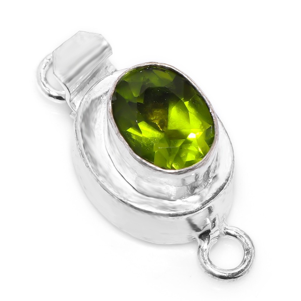 5 PC Peridoto Scatola Molletta Uno Strand Argento Sterling Placcato mp ...