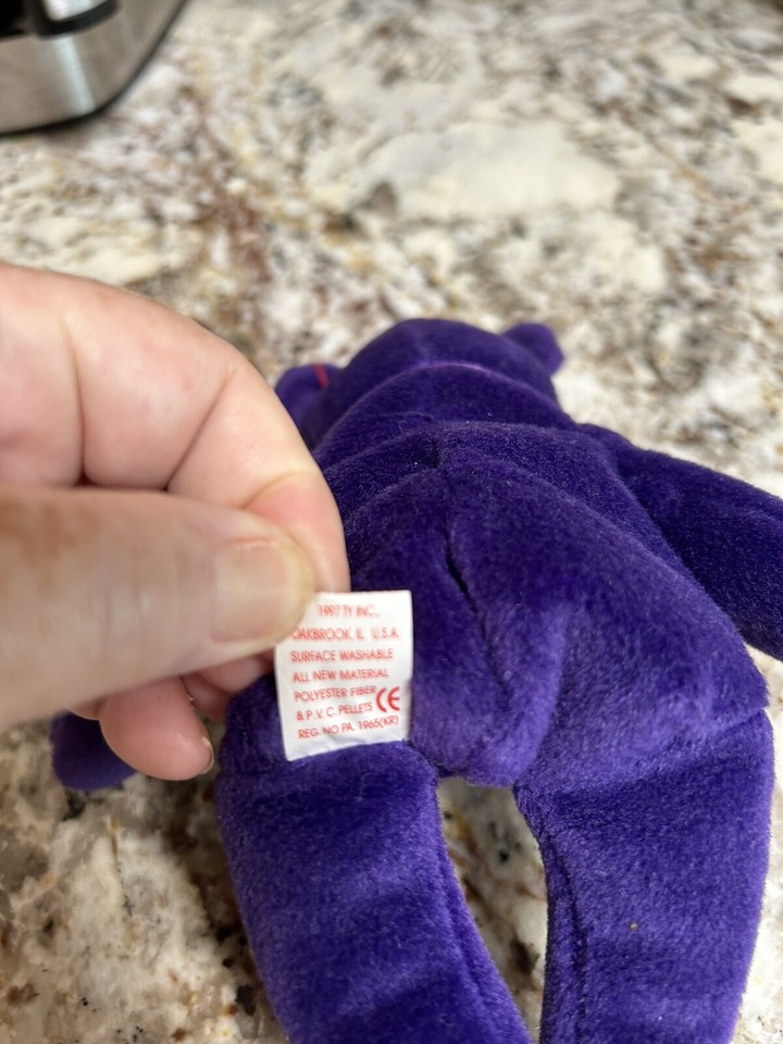 RARE TY 1st edition Princess Di Beanie Baby PVC pellets made in China ...