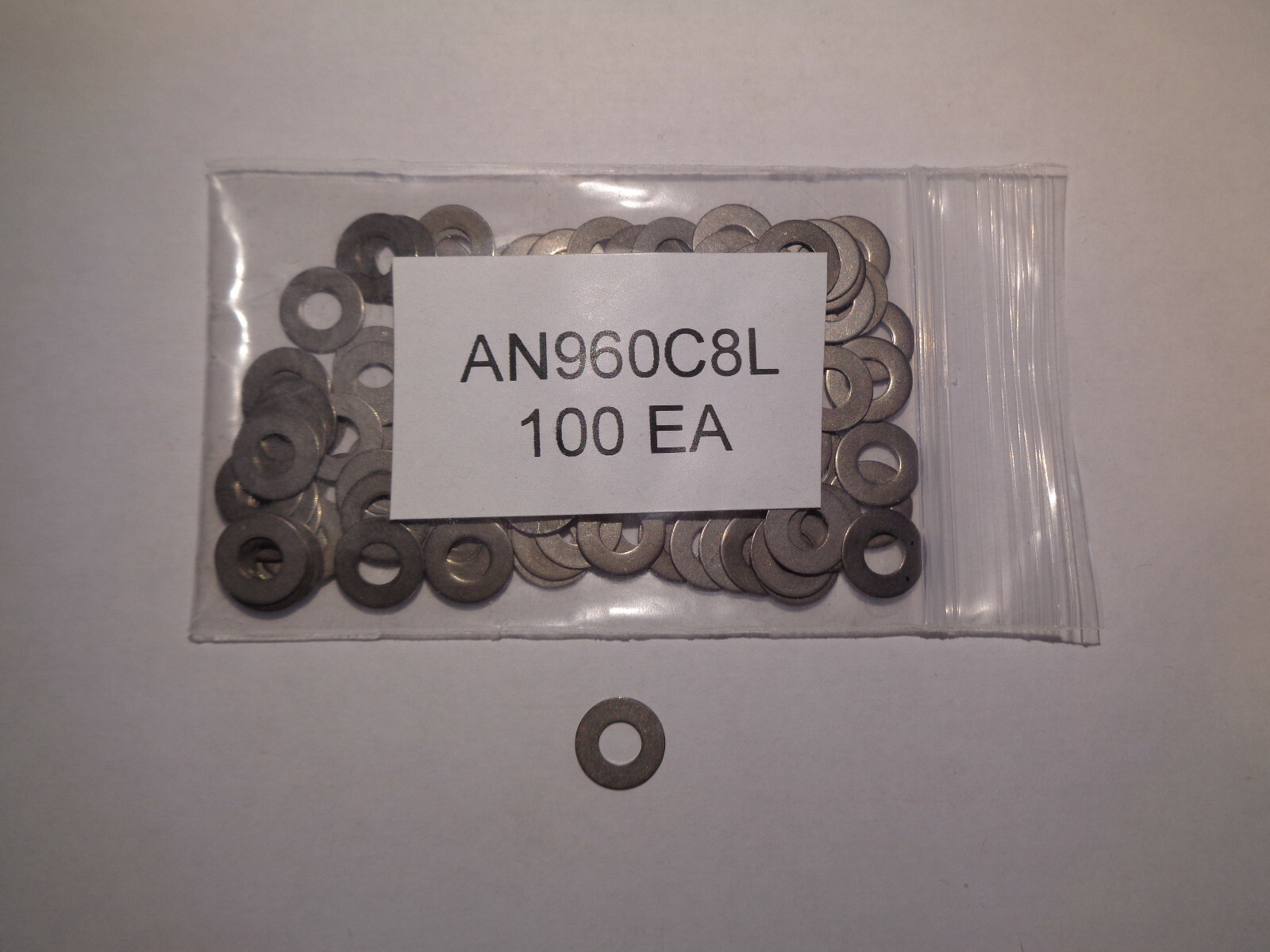 AIRCRAFT FLAT STAINLESS STEEL WASHERS AN960C8L SA NAS1149CN816R SET 100 ...
