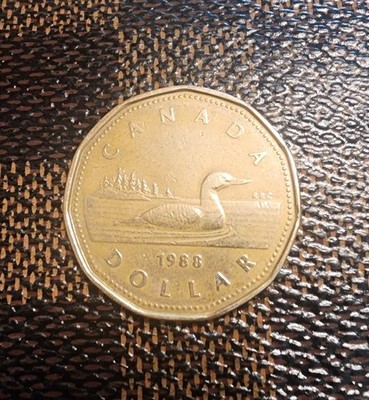 A 1988 Canadian Dollar coin with Queen Elizabeth II...great condition ...