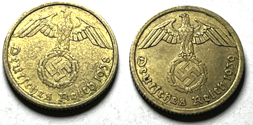 (2) GERMANY 1938-A 1939-A 10 REICHSPFENNIG COINS THIRD REICH XF | eBay