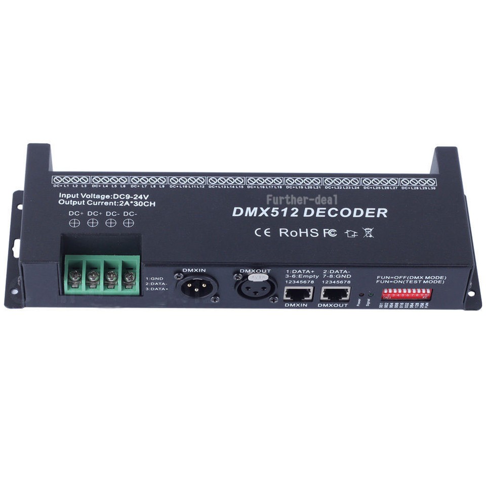 30 channel DMX 512 RGB LED strip controller dmx decoder dimmer driver ...