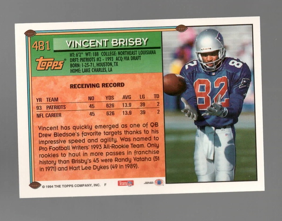 1994 Topps #481 Vincent Brisby Near mint or better | eBay