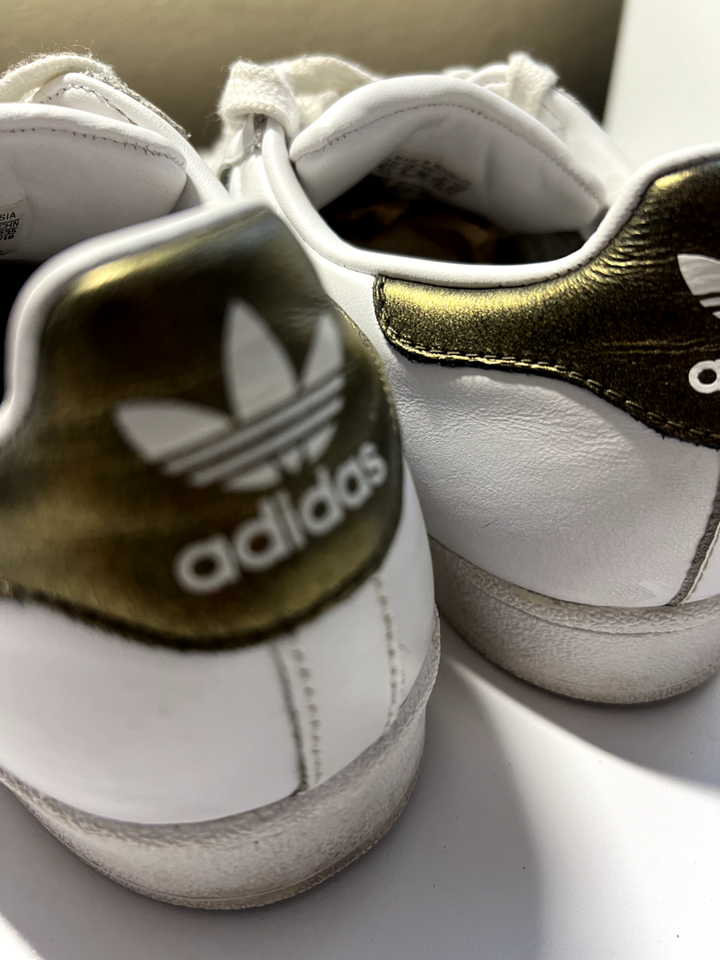 ADIDAS Originals Superstar White Leather metallic Shell Toe Sneaker ...